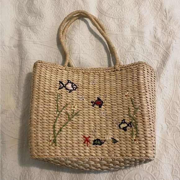 None | Bags | 0 Natural Straw Boho Aquatic Fish Beach Themed Neutral ...